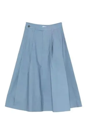 Brunello Cucinelli Pleated Cotton Skirt - Blue