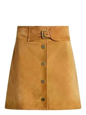 Etro Buckle Button Suede Mini Skirt - Brown