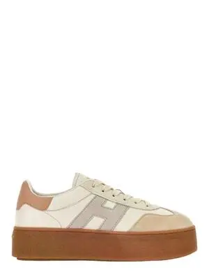 Hogan H698 Leather Platform Sneakers - Neutrals