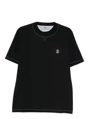 Brunello Cucinelli Embroidered Trim T-shirt - Black