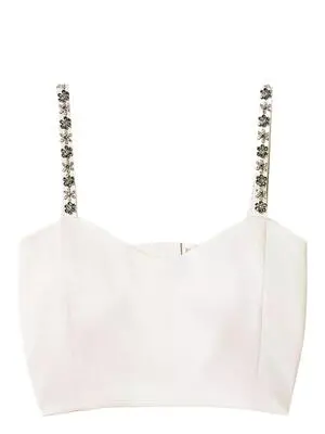 TWINSET Embroidered-strap Duchess-satin Top - White