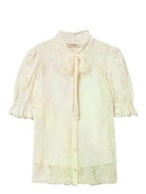 TWINSET Lace Bow-collar Shirt - White