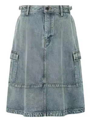 Balenciaga Cargo Denim Midi Skirt - Blue