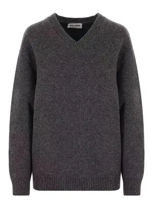 Miu Miu Shetland V-neck Jumper - Grey