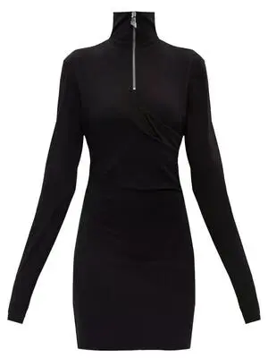 Attico Half-zip Mini Dress - Black