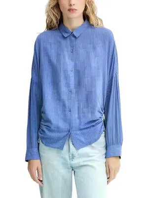 SESSUN Drawstring Textured Shirt - Blue