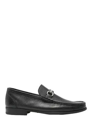 Magnanni Square-toe Leather Loafers - Black
