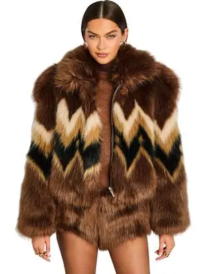 Retrofete Ismay Faux Fur Bomber - Multi