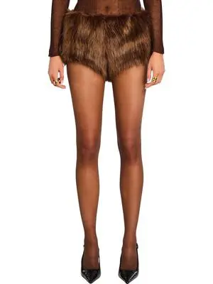 Retrofete Arista Faux Fur Shorts - Brown
