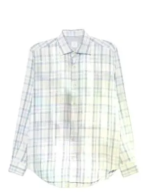 Eleventy Checked Long-sleeve Shirt - Blue