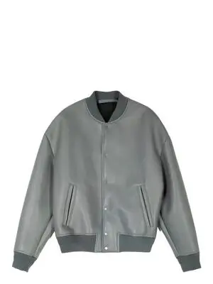 SALVATORE SANTORO Leather Bomber Jacket - Grey