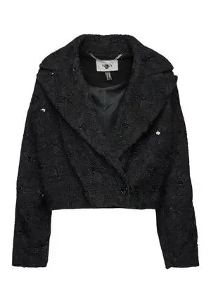 NISSA Bead-embellished Bouclé Jacket - Black