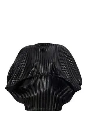Issey Miyake Plissé Puff-sleeve Top - Black