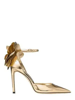 JIMMY CHOO Marja 100 Metallic-leather Pumps - Gold/gold