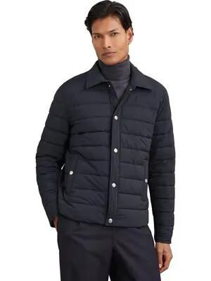REISS Harrison Quilted Hybrid Jacket - Navy