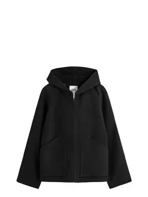 Cos Double-faced Wool Zip-up Hoodie - Black