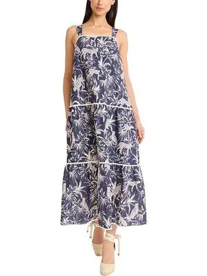 THE GOOD JOURNEY Animal Print Maxi Dress - Navy/ Cream