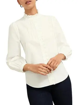HOBBS LONDON Trinity Ruffle Trim Blouse - White