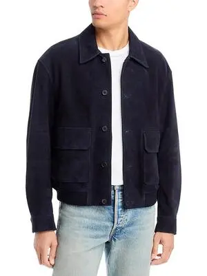 FRAME Suede Shirt Jacket - Dark Navy