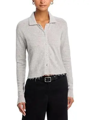 RE/DONE The Loose Cashmere Polo Cardigan Sweater - Light Heather Grey