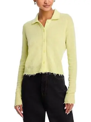 RE/DONE The Loose Cashmere Polo Cardigan Sweater - Limeade