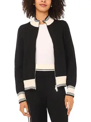 Vince Camuto Contrast Trim Track Jacket - Rich Black