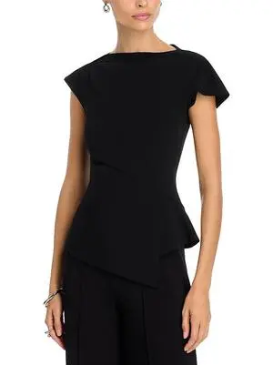 Derek Lam 10 Crosby Luelle Crepe Knit Asymmetric Top - Black