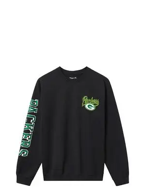 Junk Food Clothing Nfl Green Bay Packers Glitter Fleece Sweatshirt - Black