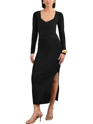 REISS Sophia Knitted Wrap Dress - Black