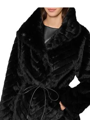 MILLY Dayna Chevron Faux Fur Coat - Black