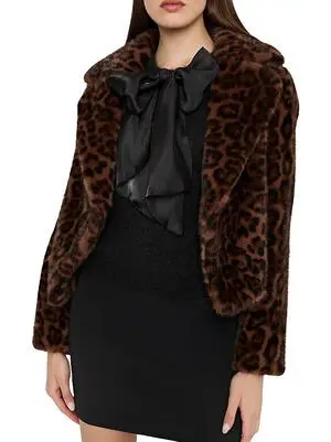 MILLY Arya Faux Fur Coat - Brown Multi