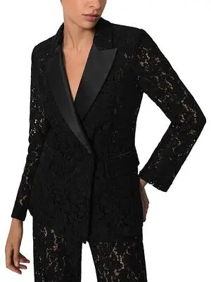 REISS Lace Blazer - Black