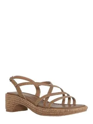 DONALD PLINER Strappy Espadrille High Heel Sandals - Saddle