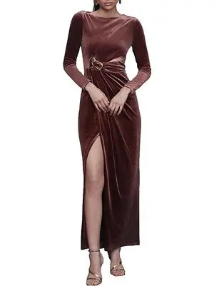 Avec Les Filles Asymmetric Draped Maxi Dress - Chocolate
