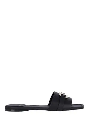 FERRAGAMO Slide Gancini Sandals - Black