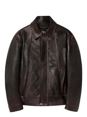 GOLDEN GOOSE Prince Leather Bomber Jacket - Brown