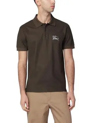 Burberry Dark Cotton Polo Shirt With Ekd - Green