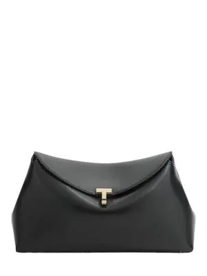 TOTEME Leather T-lock Clutch - Black
