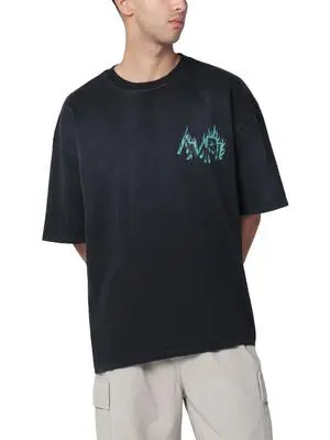 Amiri T-shirt With Flames Logo Print - Black