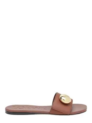 Loewe Anagram Pebble Leather Slides - Brown