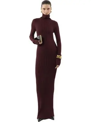 Arakii Open Back Rib-knit Viscose Dress - Burgundy