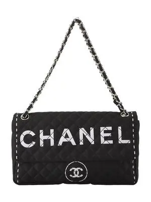 CHANEL Nylon Logo Half Flap Maxi