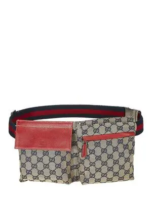 Gucci Original Gg Web Double Pocket Waist Pouch - Red