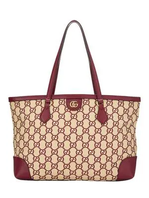 Gucci Ophidia Straw Tote - Red