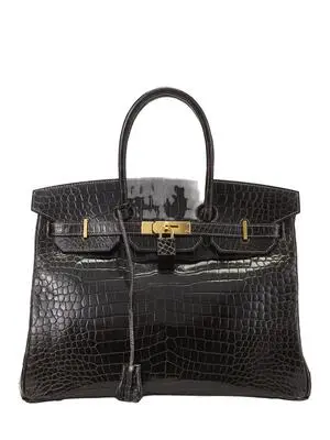 HERMÈS Gris Fonce Crocodile Porosus Birkin 35