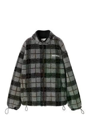 Miu Miu Checked Teddy-fleece Jacket - Grey