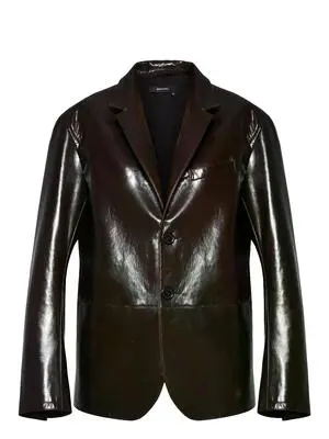 ANOUKI Faux-leather Blazer - Brown