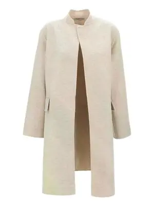 Dusan Flap Pocket Open Front Coat - Neutrals