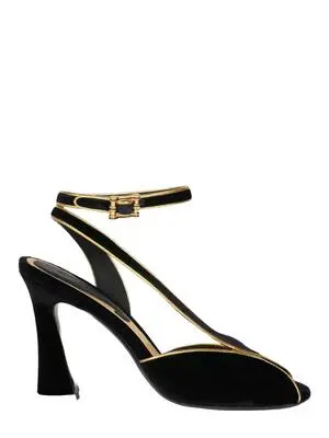 Etro 90mm Metallic-trim Velvet High-heeled Sandals - Black