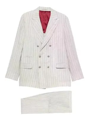 Brunello Cucinelli Striped Double-breasted Suit - Grey